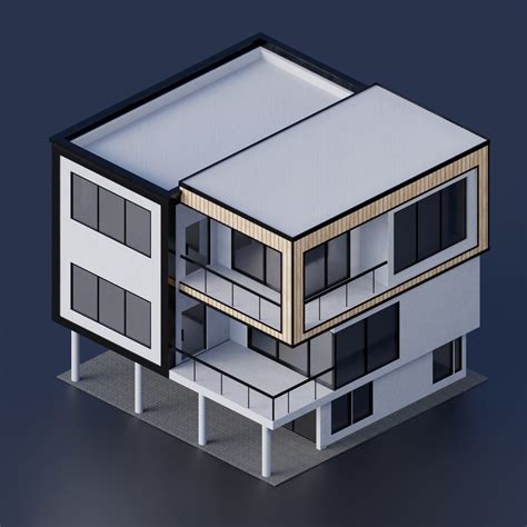3d Model Isometric Modern Home Turbosquid 2215513