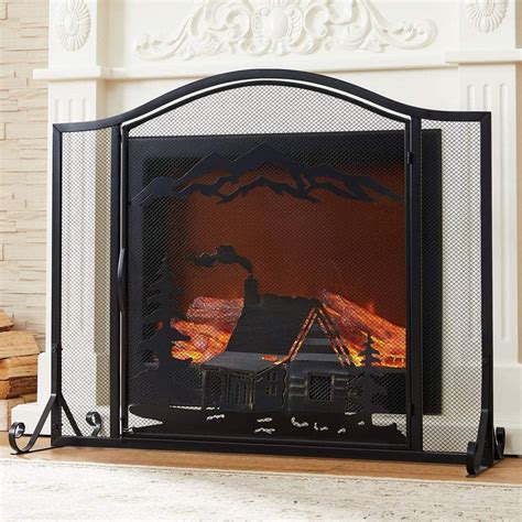 Rustic Forest Fireplace Screen