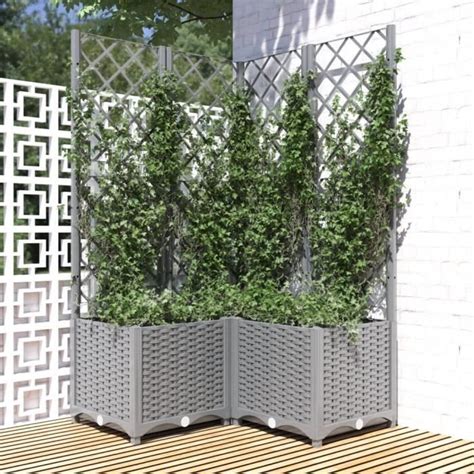 Jardinière Avec Treillis Gris Clair 80x80x136 Cm Pp Dio7807118658351