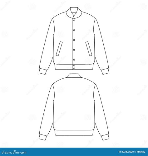 Template Varsity Jacket Vector Illustration Flat Design Outline