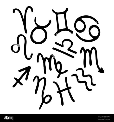 Affiche Des Signes Du Zodiaque Banque Dimages Noir Et Blanc Alamy