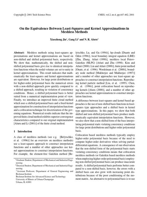 on the equivalence between least squares and kernel approximations in