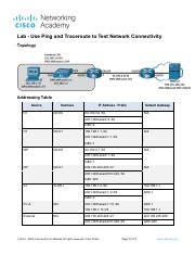 Lab Ping And Traceroute Test Network Connectivity And Course Hero