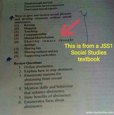 Nigerian Author Includes Mutual Masturbation In Jss 1 Book Pictured