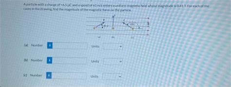 Solved A particle with a charge of 6 5μC and a speed of 61 Chegg com