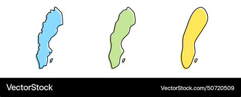 Sweden Country Map In Three Levels Royalty Free Vector Image