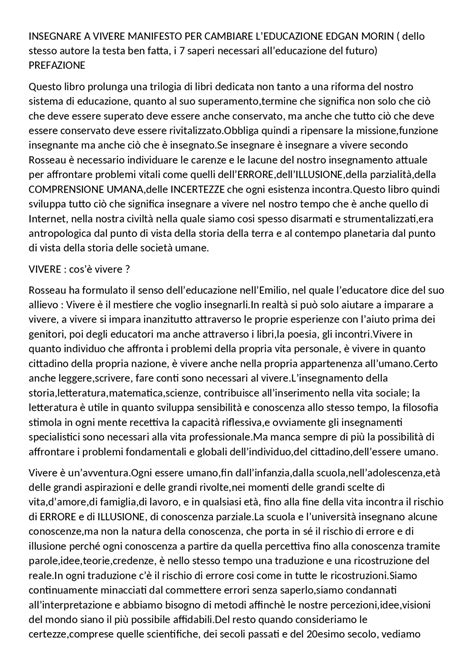 Insegnare A Vivere Morin Docsity