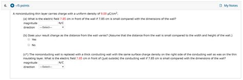 Solved Points My Notes A Nonconducting Thin Layer Chegg