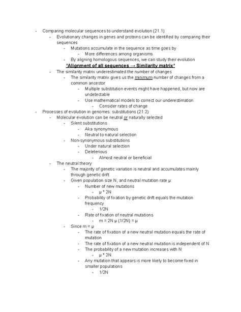Eveloution Of Genes And Genomes Comparing Molecular Sequences To
