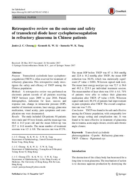 Pdf Retrospective Review On The Outcome And Safety Of Transscleral