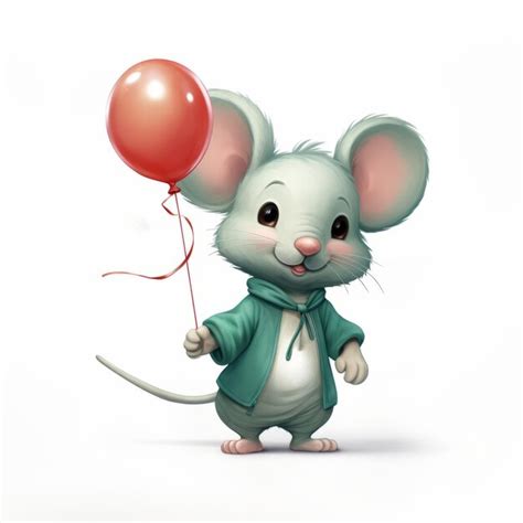 Premium Ai Image Charming Mouse With Red Balloon A Delightful Zbrush Art Commission