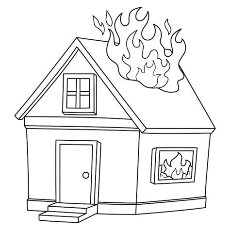 불타는 집 색칠 페이지