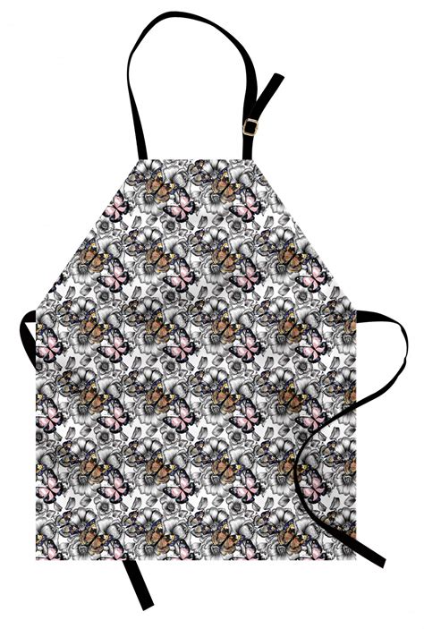 Butterfly Apron Cute Monarch Butterflies On Hand Drawn Flowers