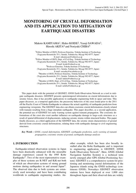Pdf Monitoring Of Crustal Deformation And Its Application To