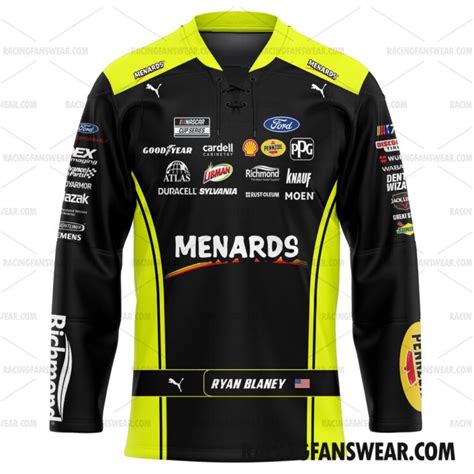 Ryan Blaney Nascar Racing 2023 Uniform Apparel Clothes Baseball Jersey