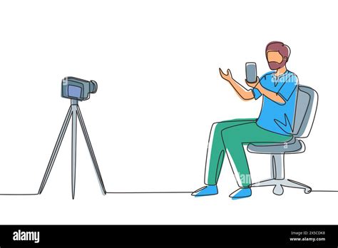 Continuous One Line Drawing Arab Blogger Review New Smartphone On Dslr