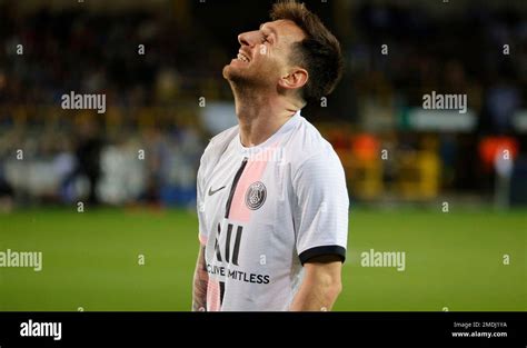 Psgs Lionel Messi Reacts During The Champions League Group A Soccer