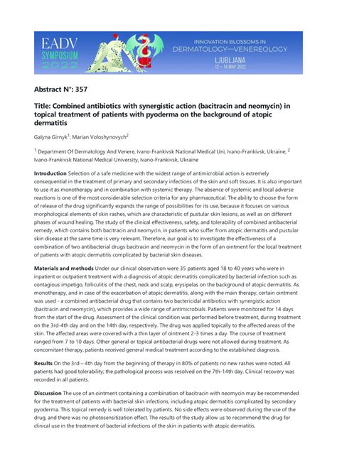 Pdf Title Combined Antibiotics With Synergistic Action Bacitracin
