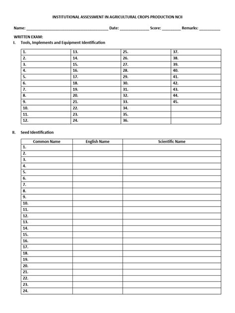 Institutional Assessment In Agricultural Crops Production Ncii Pdf