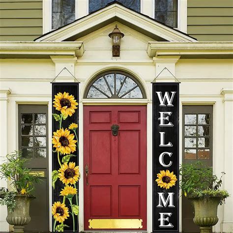 Sunflower Hanging Banners Spring Welcome Porch Banners Temu