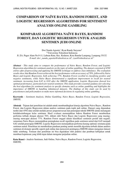 Pdf Comparison Of Naïve Bayes Random Forest And Logistic Regression