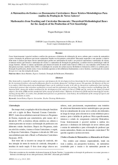 A matemática do ensino e os documentos curriculares bases teórico