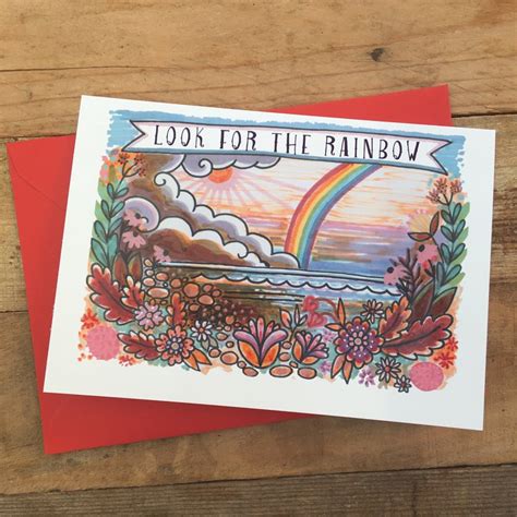 Look For The Rainbows In Life Card Positive Qu Folksy