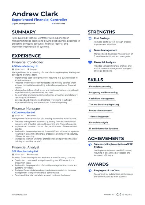 5 Financial Controller Resume Examples And Guide For 2023