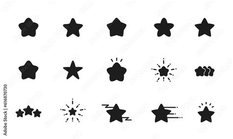 黒い星のアイコンセット輝きキラキラ煌めきイラストベクター Stock Vector Adobe Stock