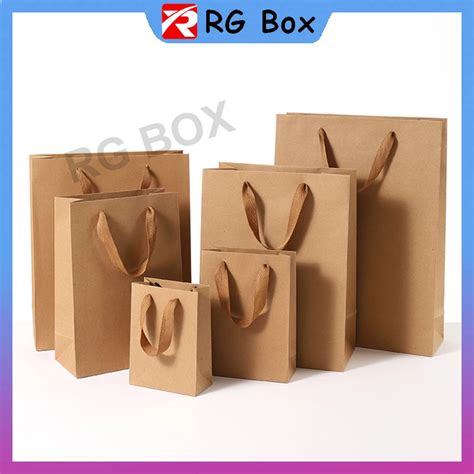 Kraft Paper Bag Plain Rope Handle Hand Bag T Bag Paperbagchristmas