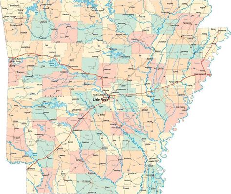 Arkansas State Map In Multi Color Fit Together Style To Match Other States