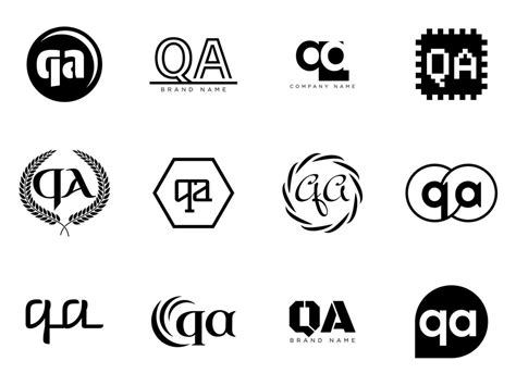 QA Logo Company Template Letter Q And A Logotype Set Different Classic Serif Lettering And