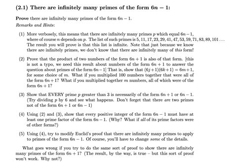 Solved 2 1 ﻿there Are Infinitely Many Primes Of The Form