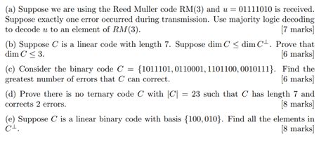 solved a ﻿suppose we are using the reed muller code rm 3