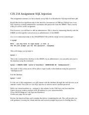 Cis Assignment Sql Injection Docx Cis Assignment Sql