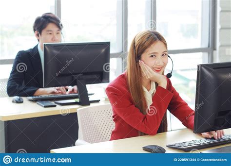 Businesswoman Call Center And Technical Support Staff With Headset