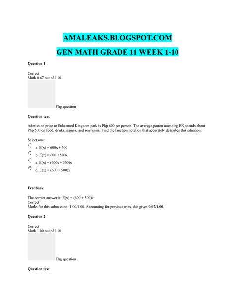 Amaleaks Blogspotcom Gen Math Week 1 10 Amaleaksblogspot Gen