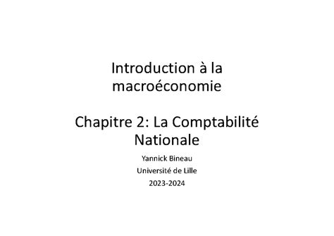 Chapitre 2 Ià M Présentation Introduction à La Macroéconomie