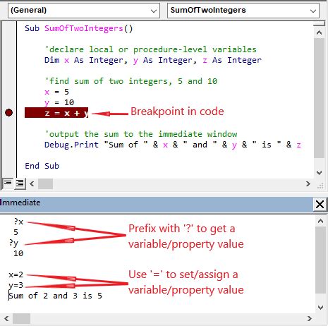 Exploring The Vba Editor S Immediate Window Master Office Vba