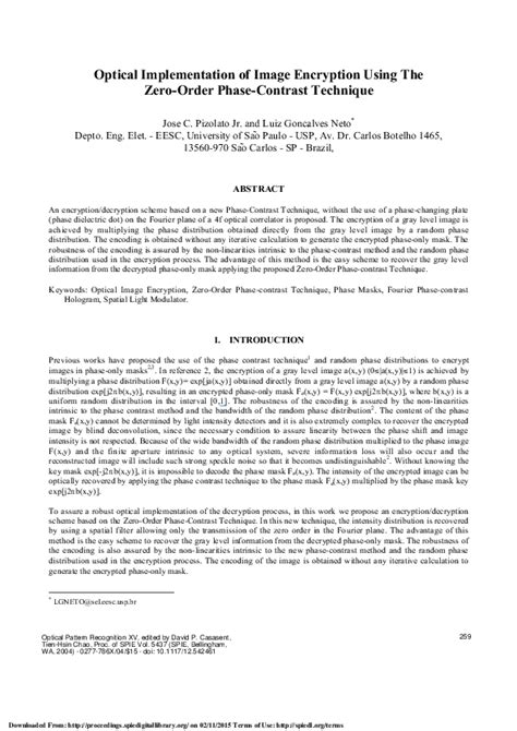 Pdf Optical Implementation Of Image Encryption Using Random Phase