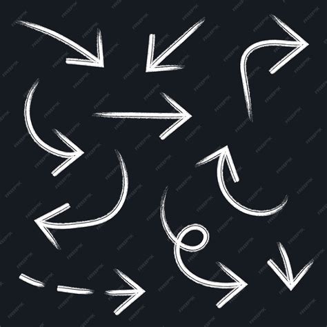 Free Vector 白色箭頭設定 刷子畫面 黑色背景