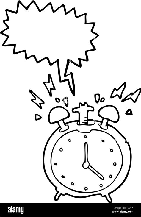 Freehand Drawn Speech Bubble Cartoon Ringing Alarm Clock Stock Vector