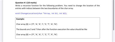 Solved Question 1 10 Marks Write A Recursive Function For