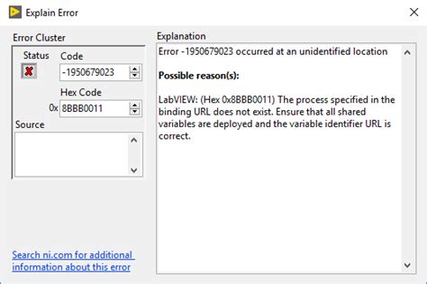 error 1950679023 occurs occasionally for an labview application using
