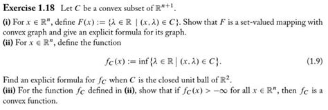 Solved Exercise 118 Let C Be A Convex Subset Of Rn1 I
