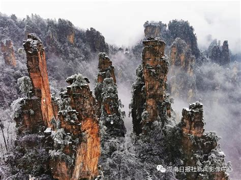 张家界武陵源：雪后天子山景区美景如画惹人醉 焦点图 湖南在线