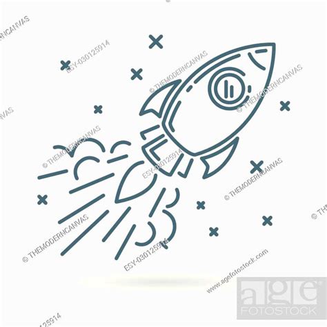 Conceptual Rocket Flying Icon Spaceship In Flight Sign Stock Vector
