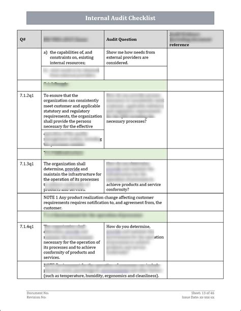 Iso 9001 Qms Internal Audit Checklist Word Iso Templates And