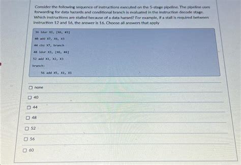 Solved Consider The Following Sequence Of Instructions
