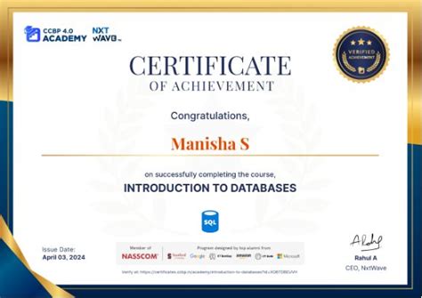 Nxtwave Databasemanagement Sql Excitedlearner Manisha Srinivasan